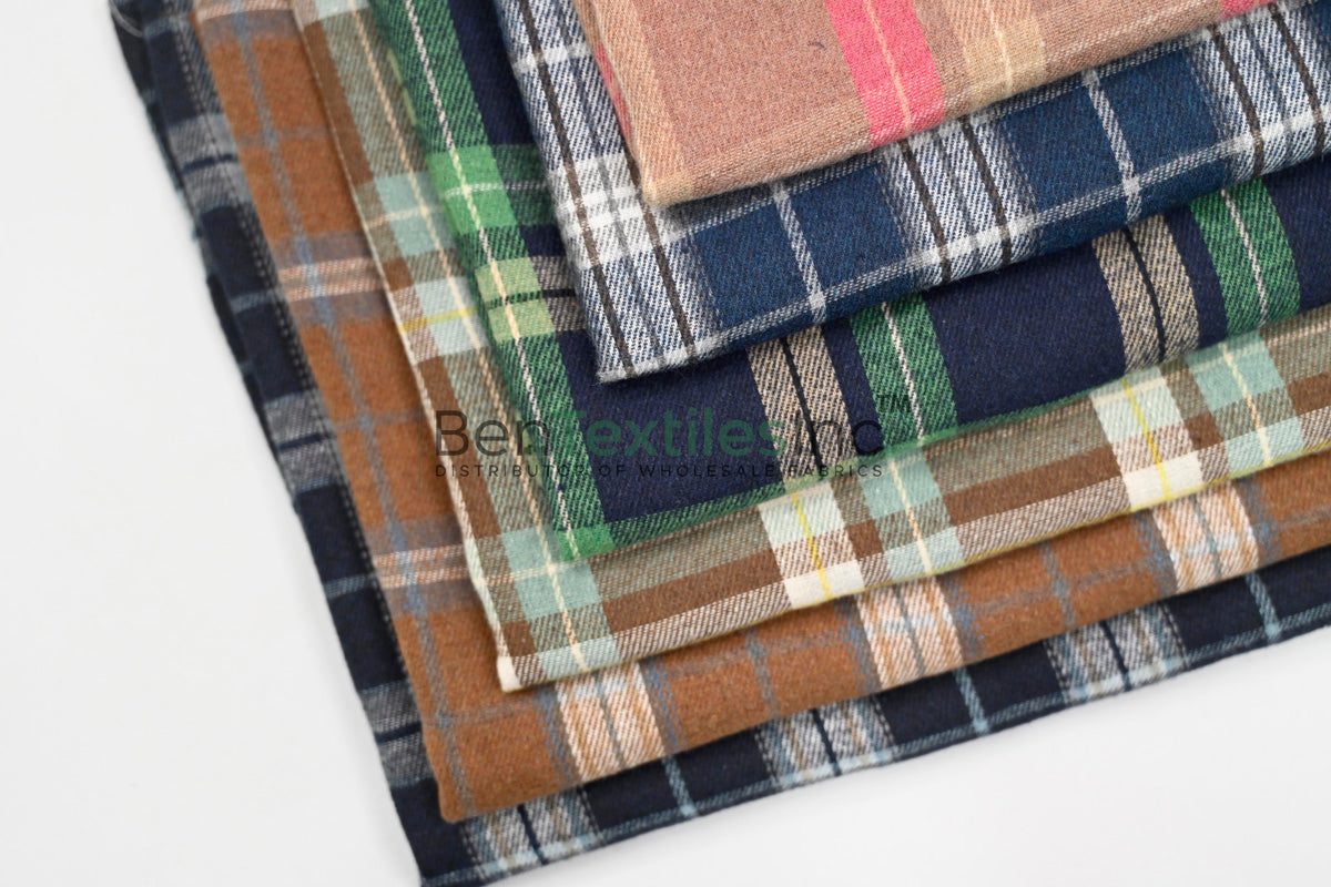 Plaid Flannel Fabric | Brushed Cotton Face | 80% Polyester 20% Cotton ...