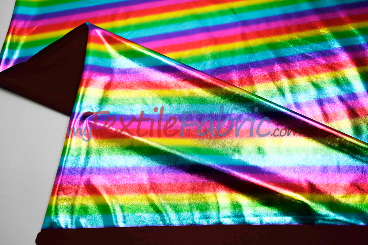 Rainbow Metallic Foil Spandex Lame | Rainbow Stretch Metallic Lame ...